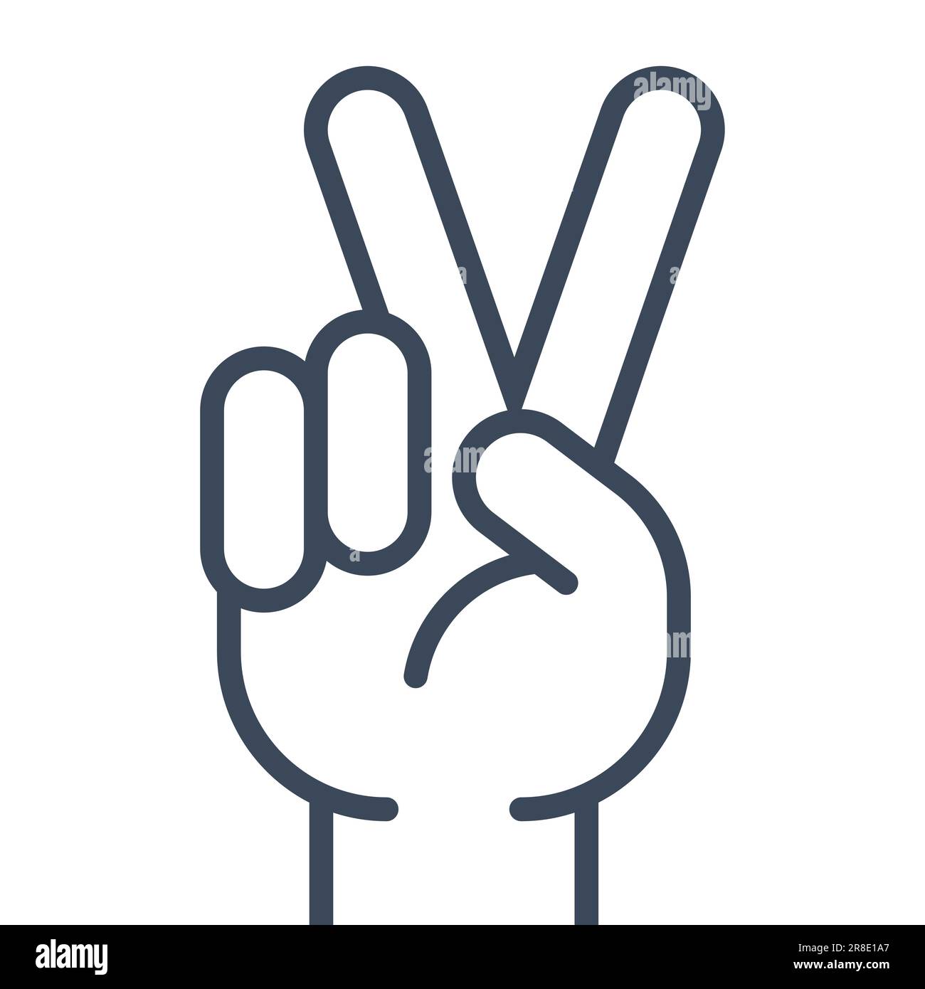 linear icon hand showing victory symbol with fingers. flat vector ...