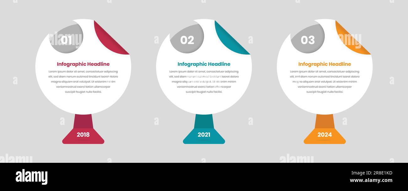 Simple minimalistic circular data presentation steps infographic ...