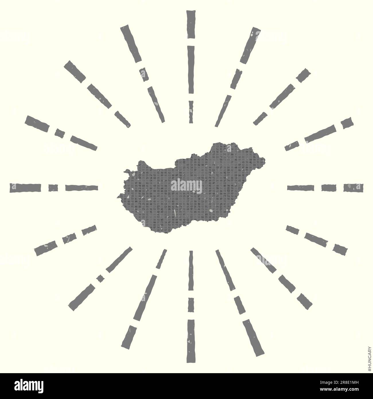 Hungary Logo. Grunge sunburst poster with map of the country. Shape of ...