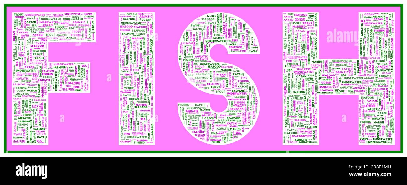 FISH text filled with related keywords of various sizes. Fish word ...
