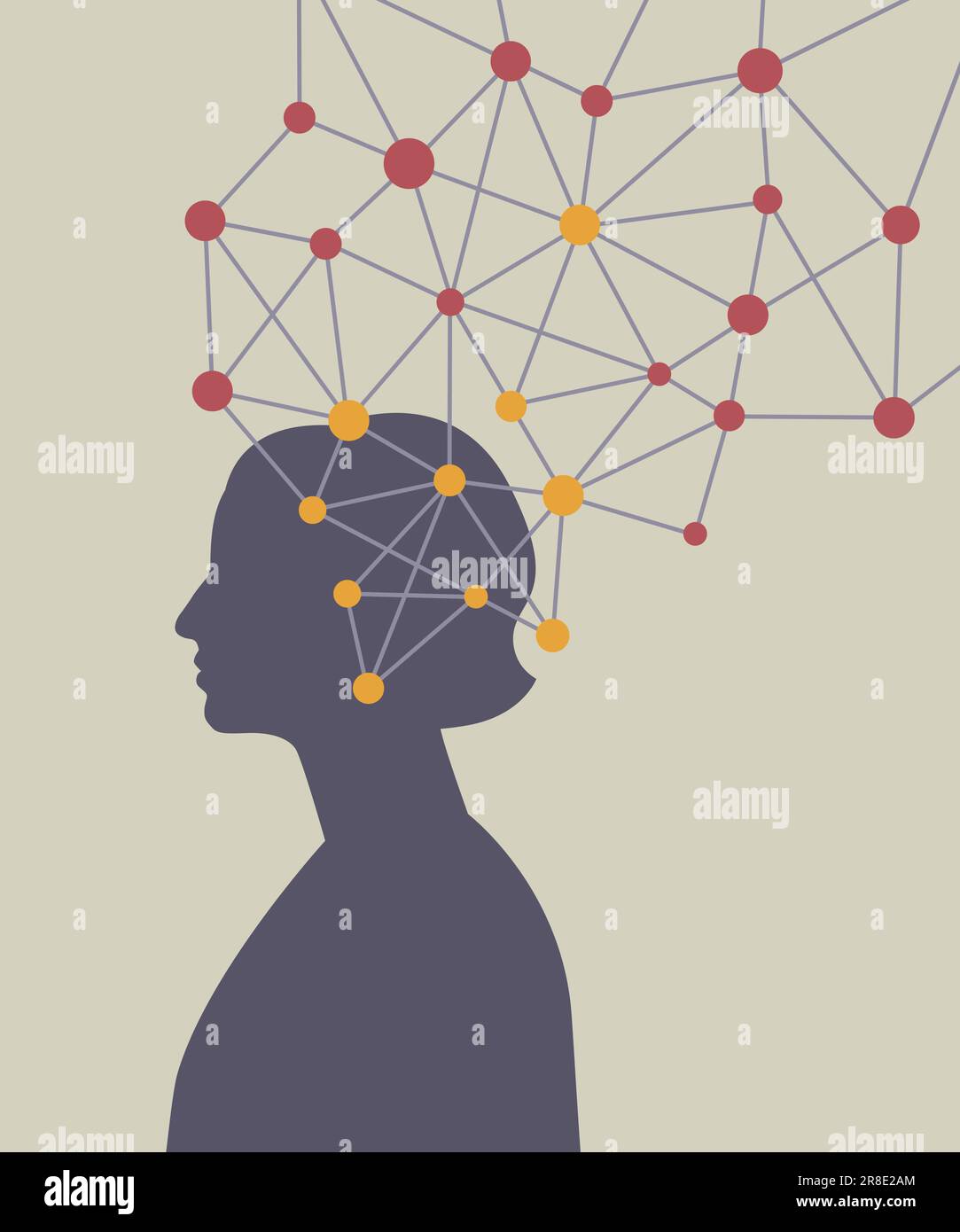 Human silhouette with neural network. Human mind and brain function. Neurodiversity Stock Vector ...