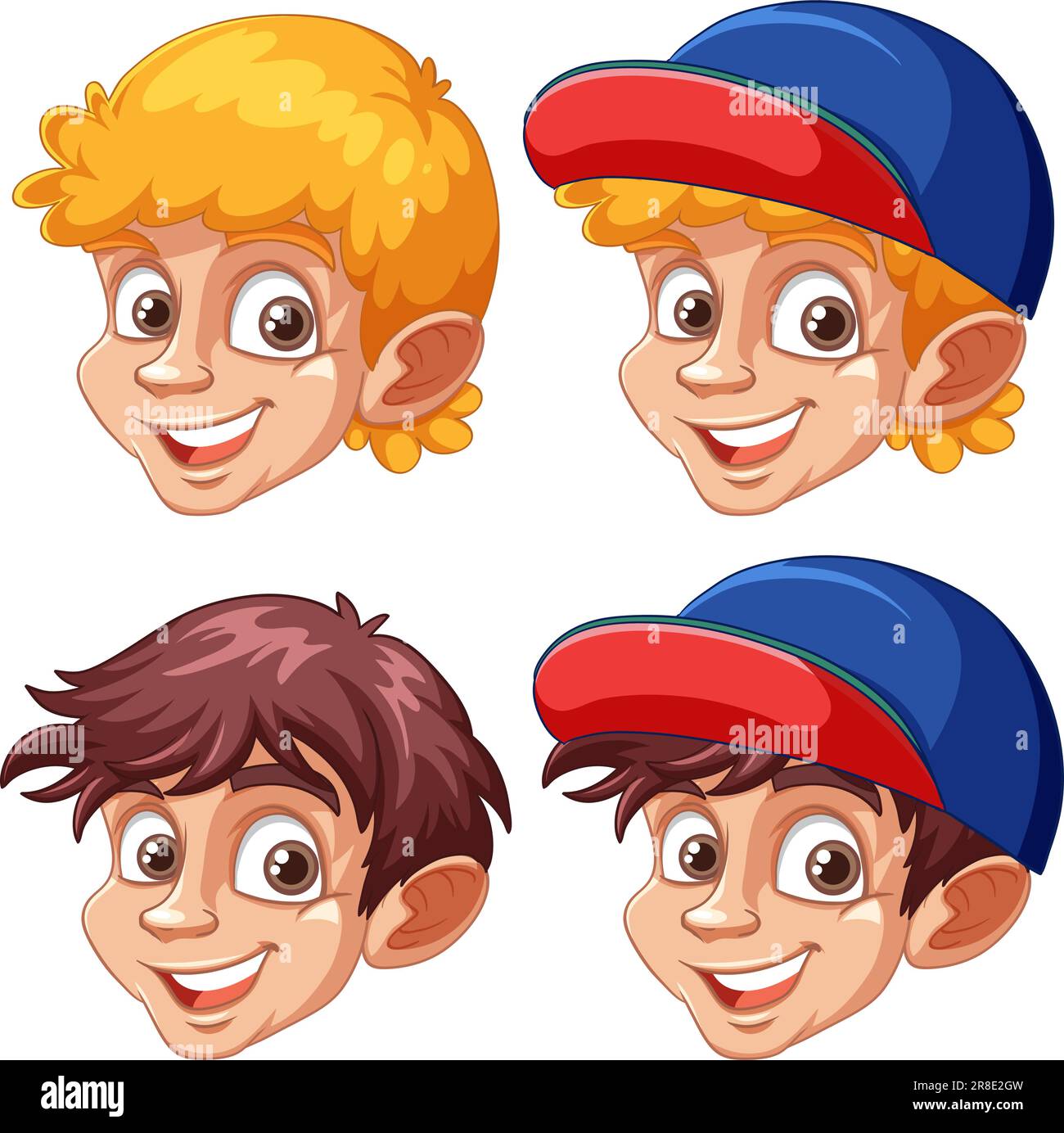 Set of boy head cartoon illustration Stock Vector Image & Art - Alamy
