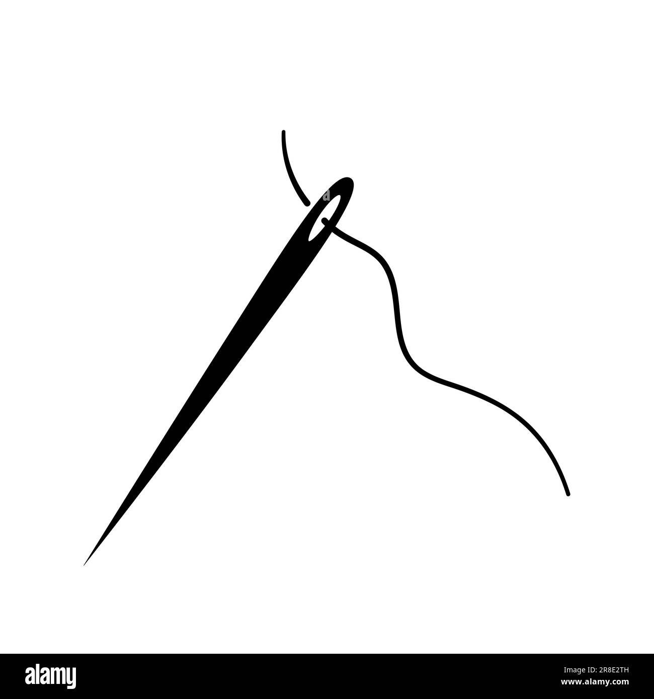 Sewing needle with thread. Hand drawn sketch icon of tailor needle ...