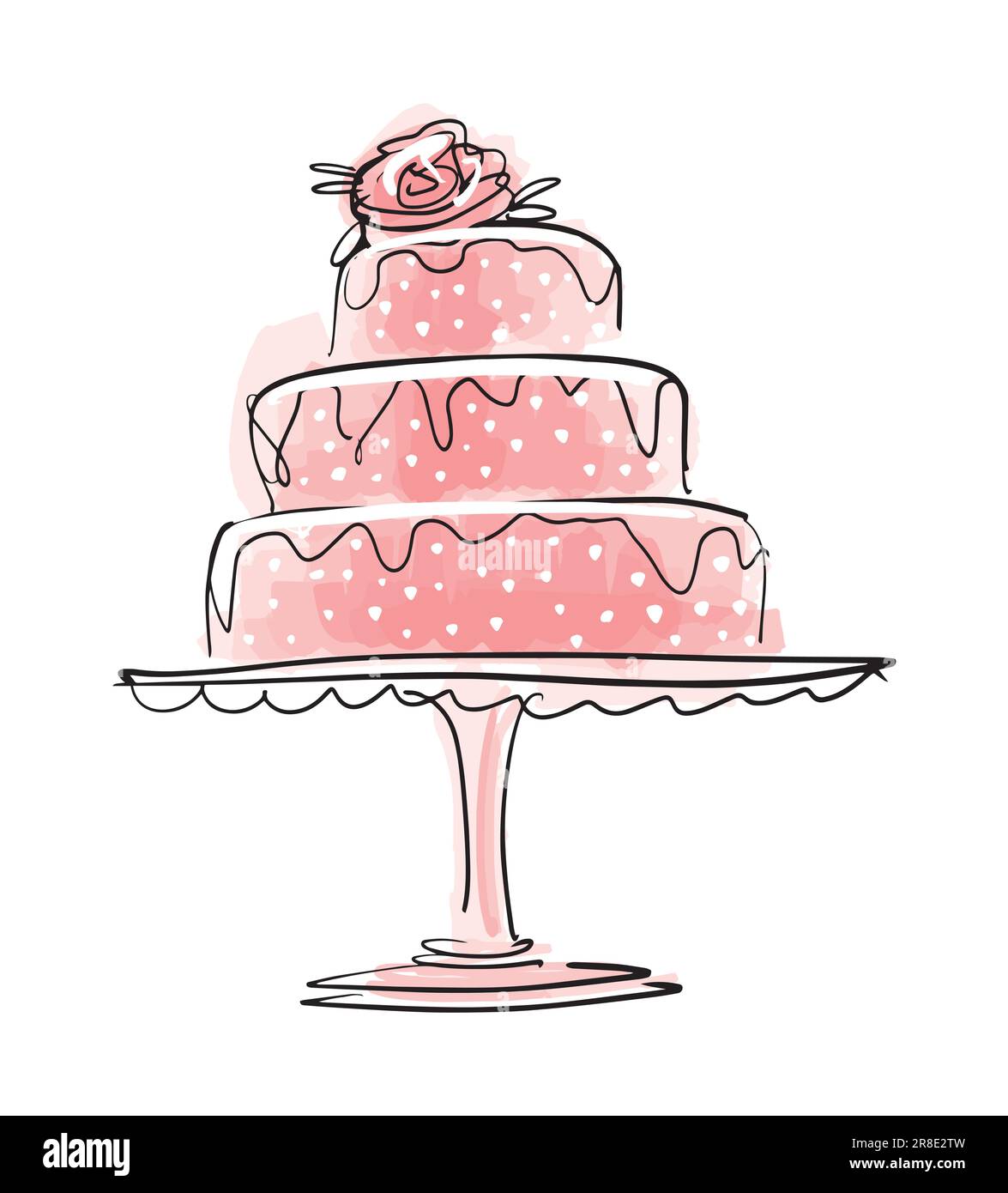 Birthday cake 3 tiers, decor with flower and white chocolate, pink ...