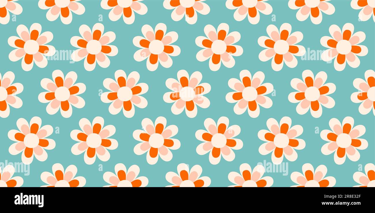 Summer Daisy Floral 70s Retro Seamless Pattern Stock Vector Image & Art ...
