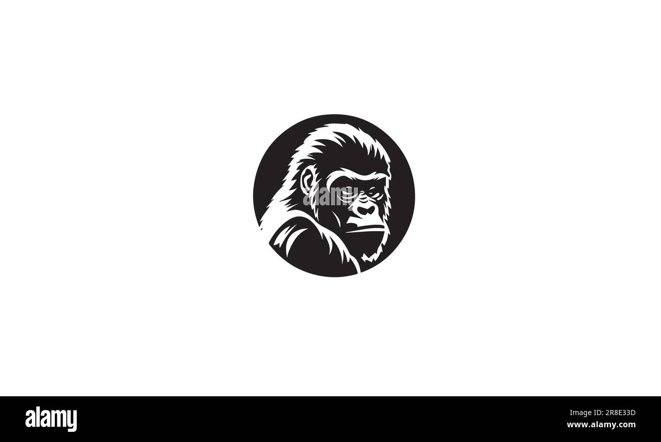 Gorilla logo black simple flat icon on white background Stock Vector ...