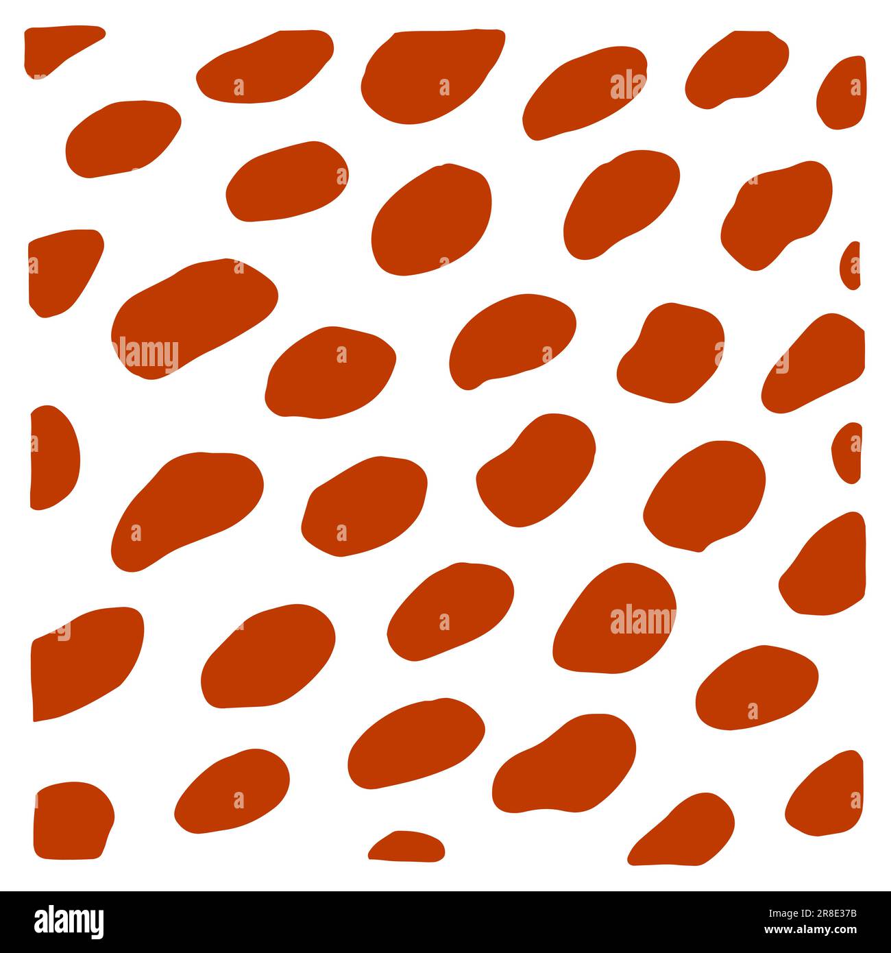 Boho polka dots tile. Terracotta hand-drawn circles isolated on white ...