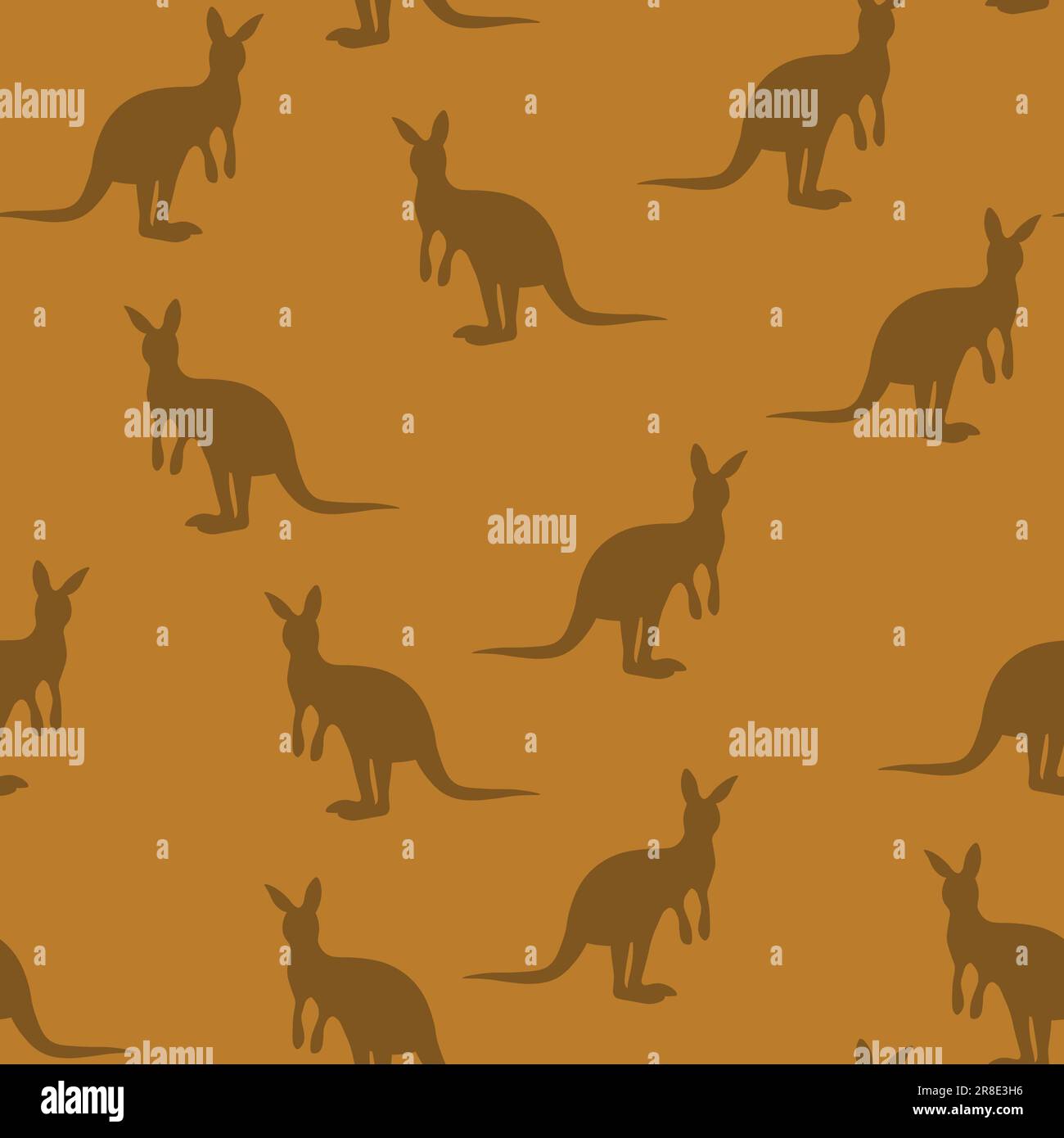 Vector flat illustration with silhouette kangaroo and baby kangaroo ...