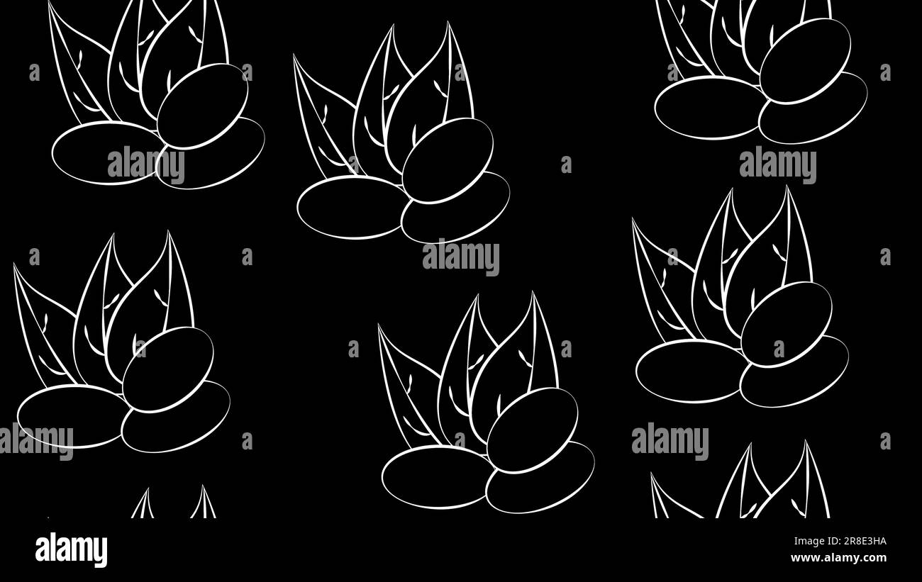 Abstract Seamless Pattern Of A Set Of Almond Kernels For Menu Design