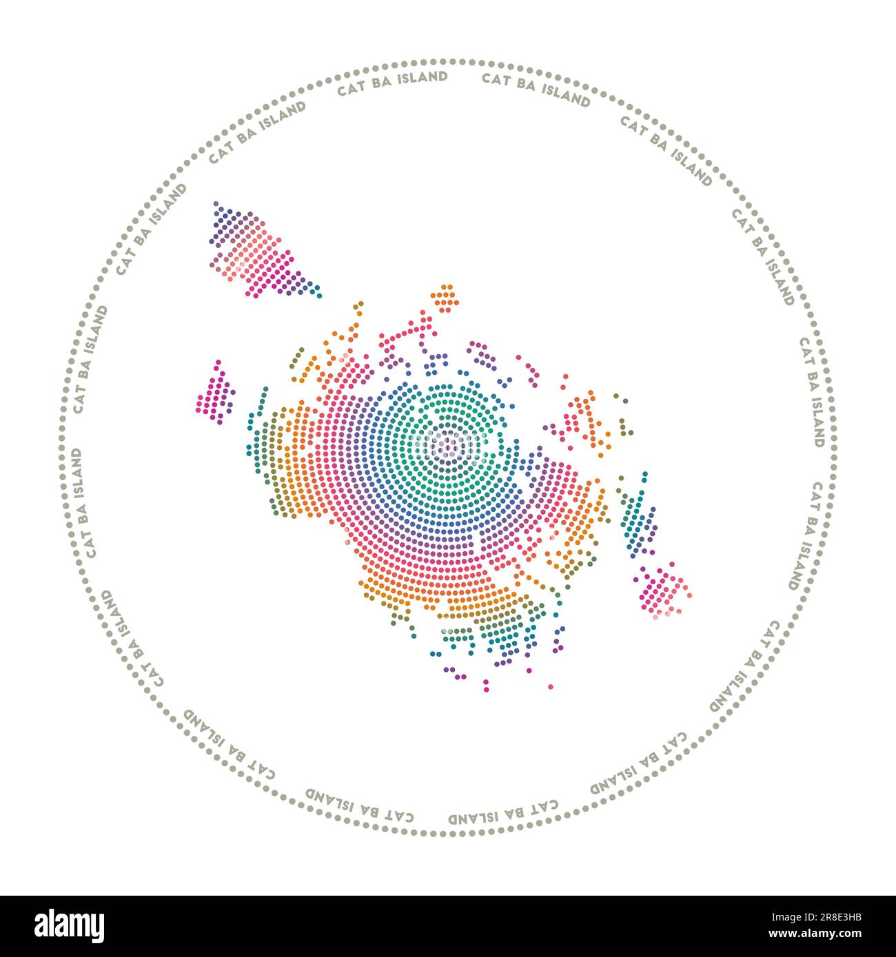 Cat Ba Island round logo. Digital style shape of Cat Ba Island in ... Cat Ba Island round logo. Digital style shape of Cat Ba Island in ...