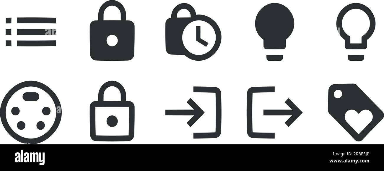 Set of 10 icons Actions. Vector illustration of thin line icons. Simple ...