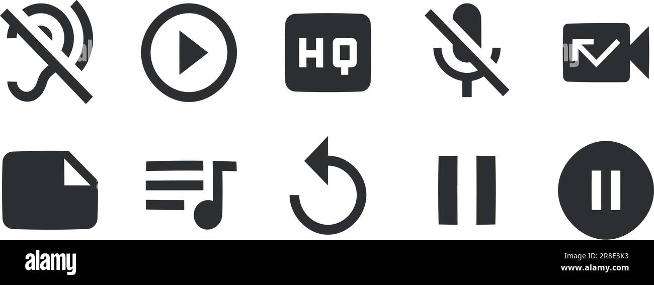 Set of 10 icons Audio and Video. Line icons collection. modern trend in ...