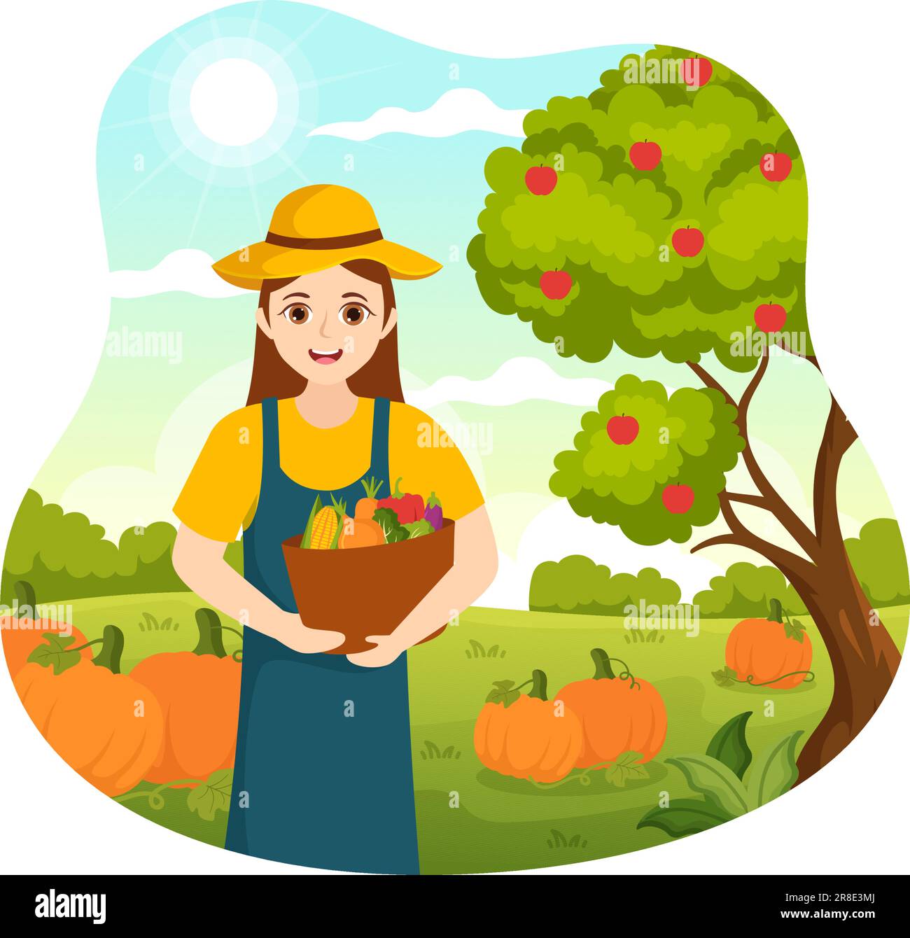 Harvest Season Vector Illustration with Autumn of Pumpkins and Seasonal ...