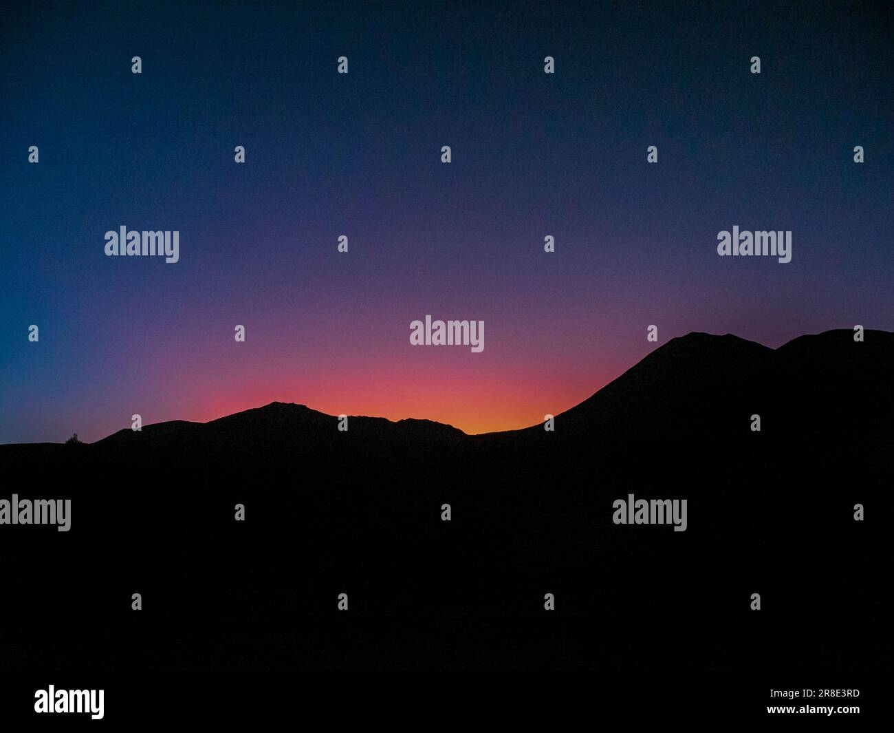 New Zealand, Waikato, Tongariro National Park, Silhouette of mountain ...