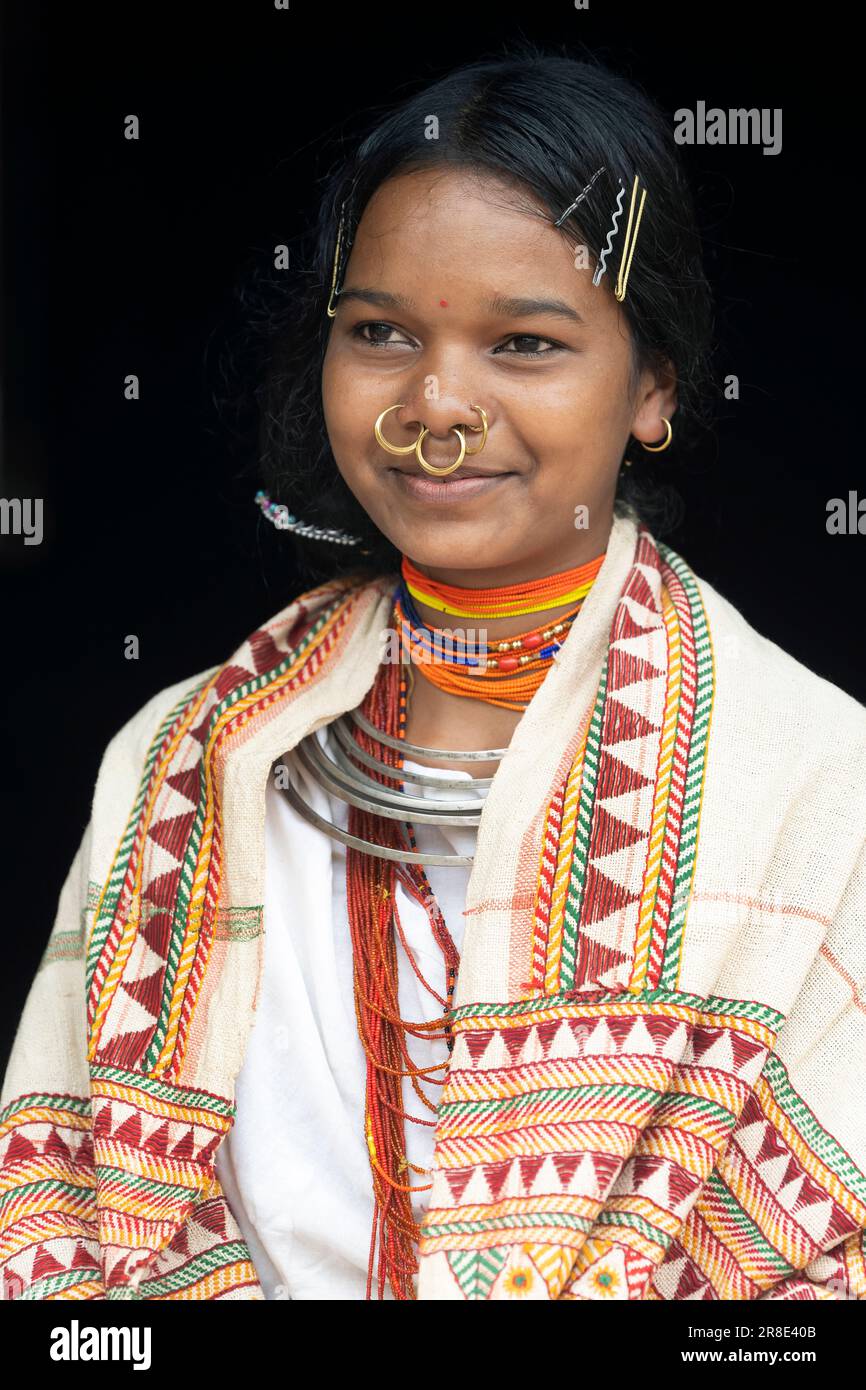 The image of tribal girls was taken in village of Odisha, India Stock ...