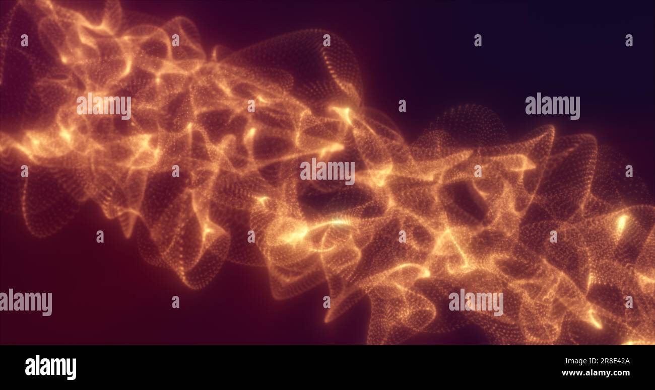 Abstract orange gold energy waves from futuristic hi-tech mesh ...