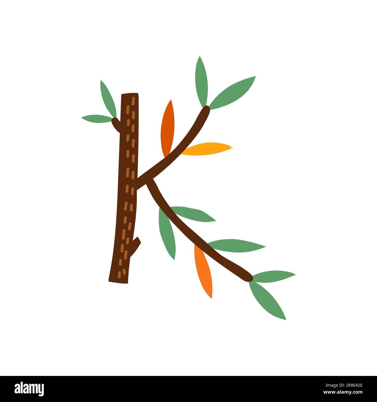 K letter of autumn alphabet sign, isolated ABC of Thanksgiving day ...