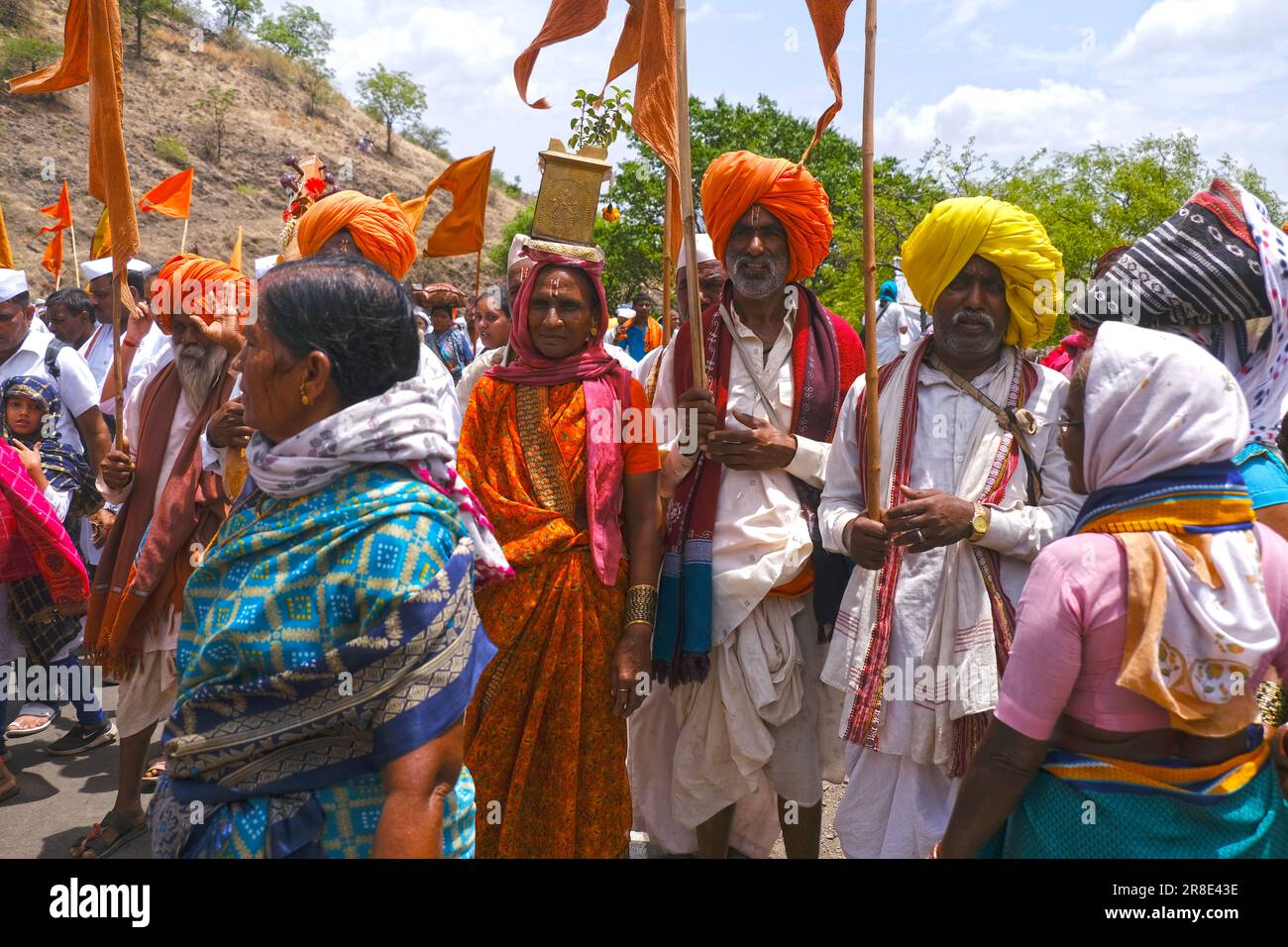 Pune, India 14 July 2023, cheerful Pilgrims at Palkhi, During ...