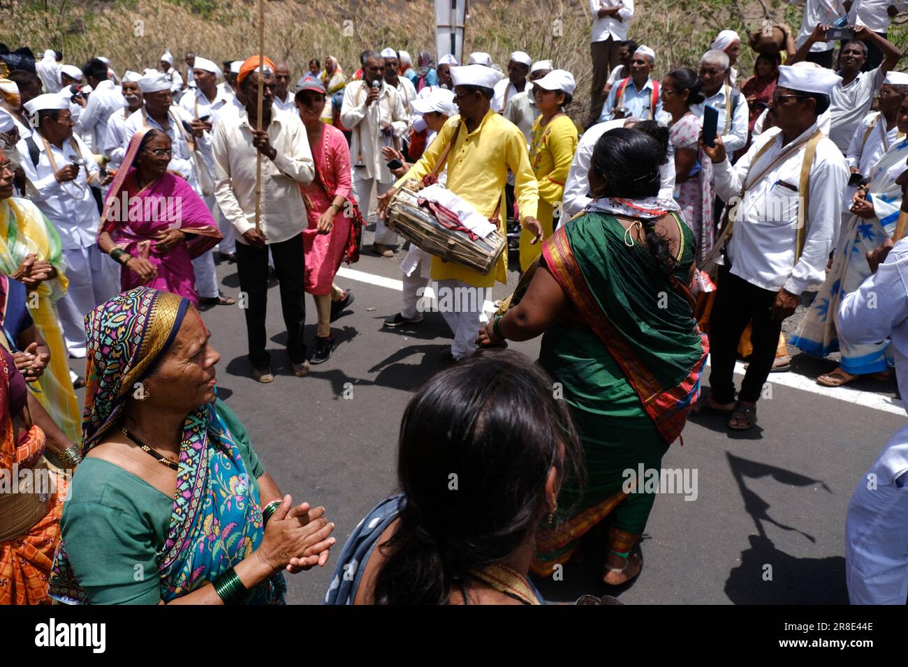 Pune, India 14 July 2023, cheerful Pilgrims at Palkhi, During ...