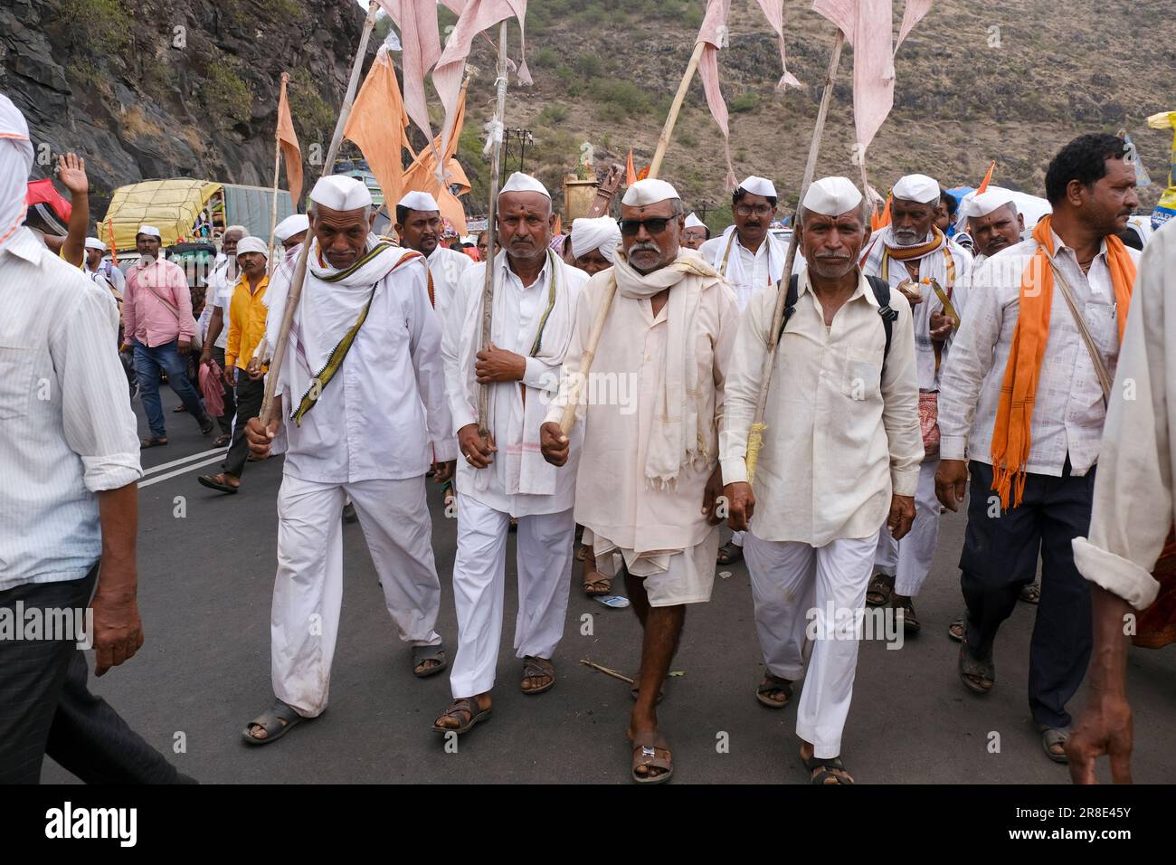 Pune, India 14 July 2023, cheerful Pilgrims at Palkhi, During ...
