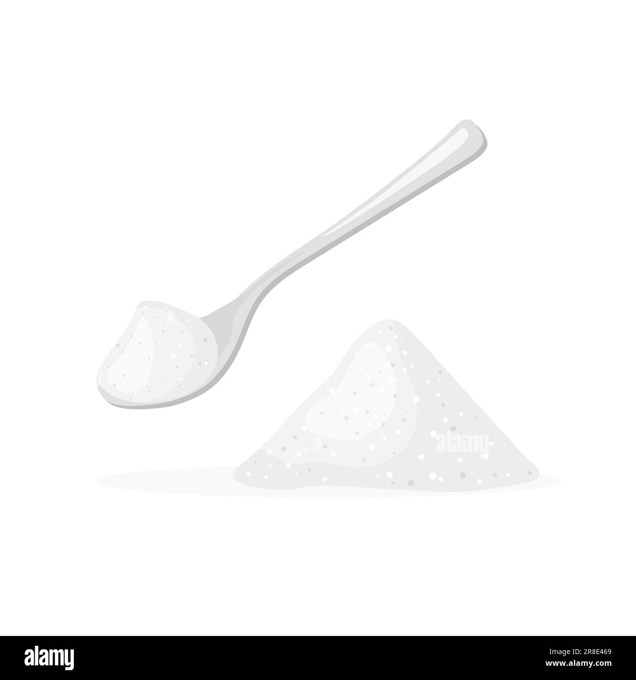 Metal silver spoon full of salt. Baking and cooking ingredient. Vector ...