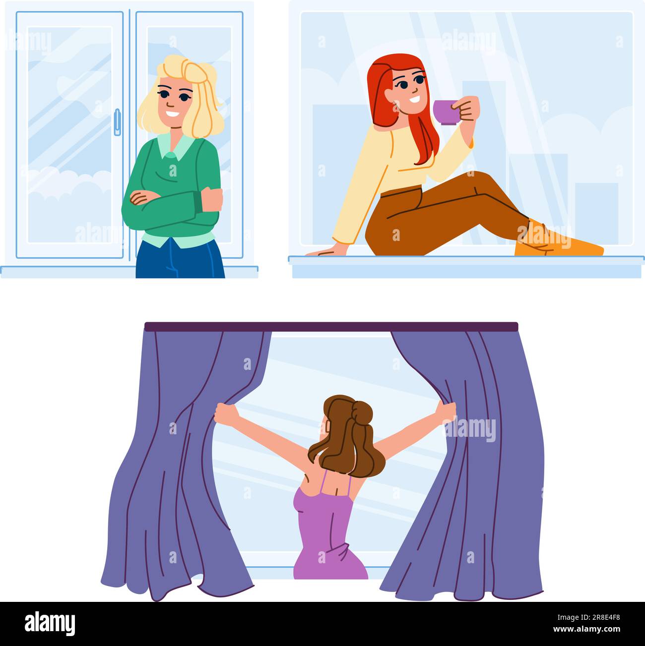 people window woman vector Stock Vector Image & Art - Alamy