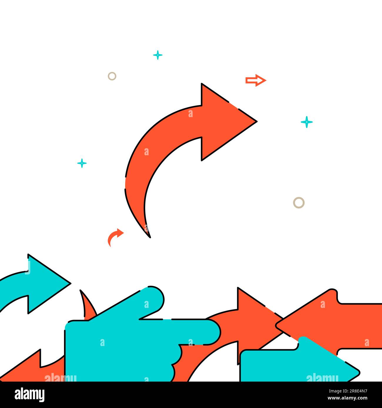 Bent curved arrow pointing right filled line vector icon, simple ...