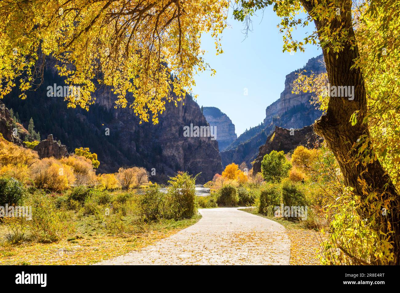 Fall Foliage on Glenwood Canyon Recreation Trail on the Colorado River ...