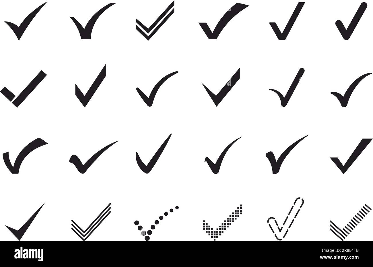 Check mark icons. Verification and approval marks, correct answer sign and tick checkmarks ...