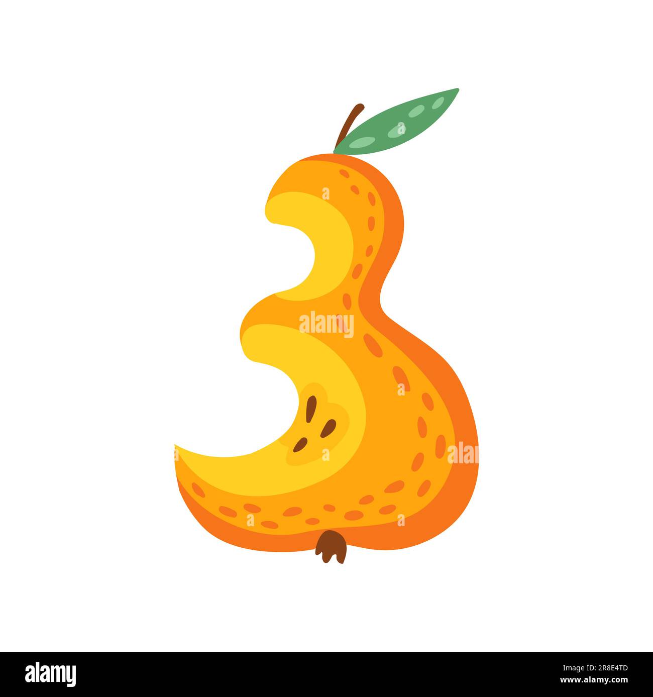 Three digit ABC font element in shape of pear, autumn font cartoon ...