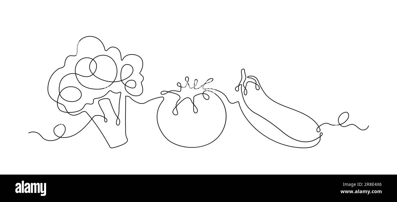 Continuous line vegetables set concept Stock Vector Image & Art - Alamy