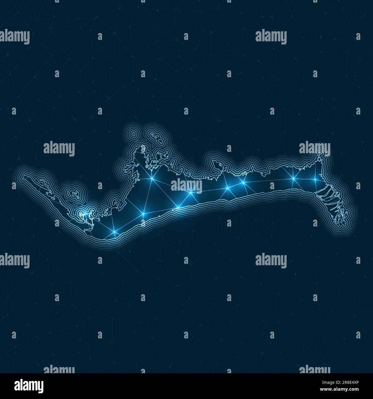 Grand Bahama network map. Abstract geometric map of the island. Digital ...