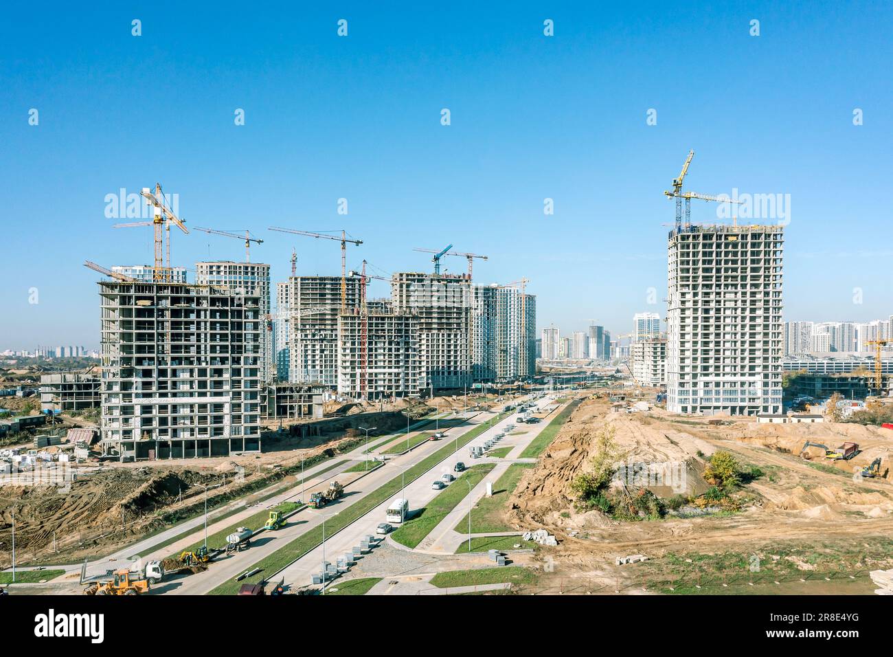 development of new residential area. high-rise apartment buildings ...