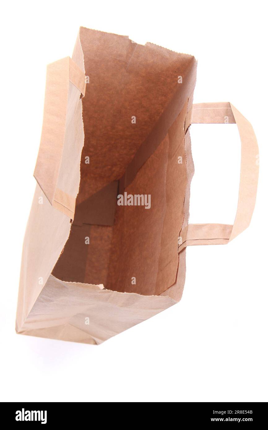 empty paper bag isolated on the white background Stock Photo - Alamy