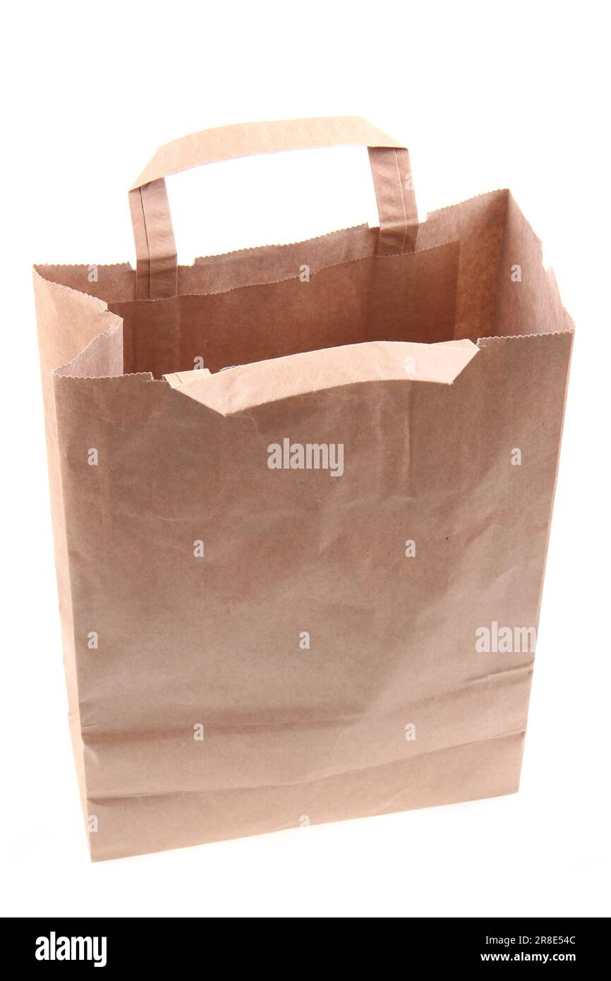 empty paper bag isolated on the white background Stock Photo - Alamy