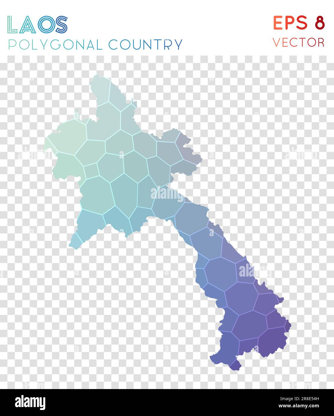 Laos polygonal map, mosaic style country. Pleasing low poly style ...