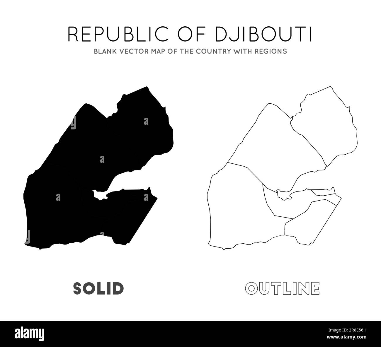 Djibouti Map Blank Vector Map Of The Country With Regions Borders Of