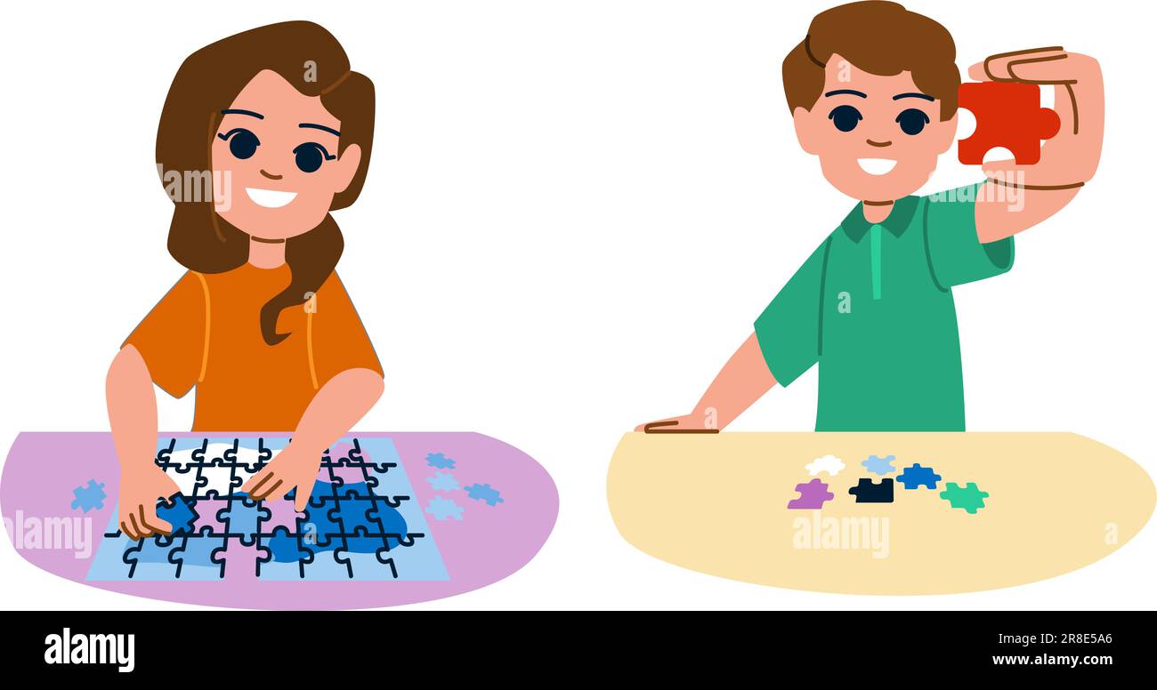 puzzle kid vector Stock Vector Image & Art - Alamy