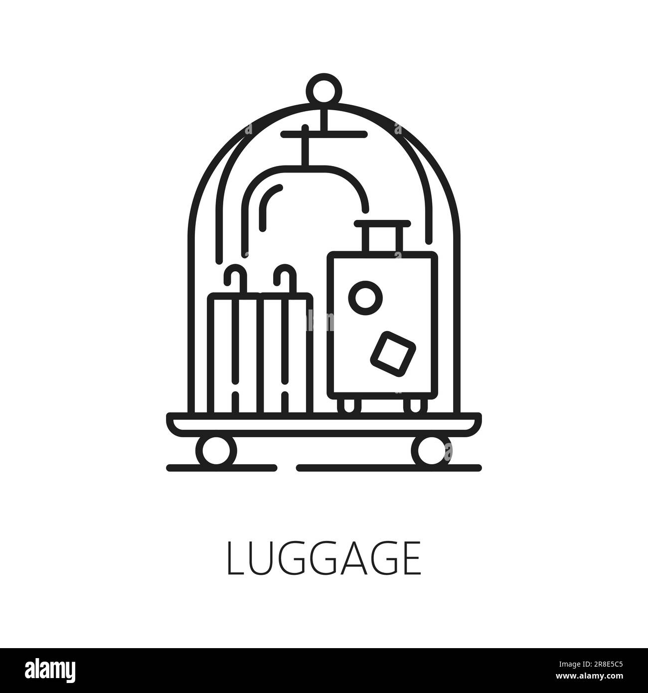 Vector icon trolley with a suitcases. Porter hotel service, luggage or ...