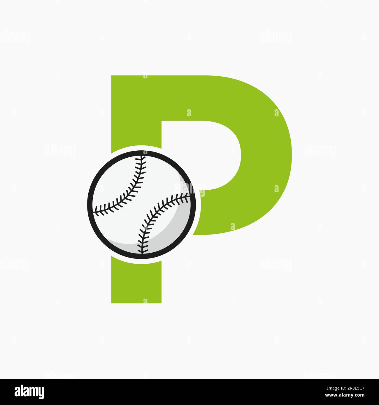 Baseball Logo On Letter P Vector Template Stock Vector Image & Art - Alamy
