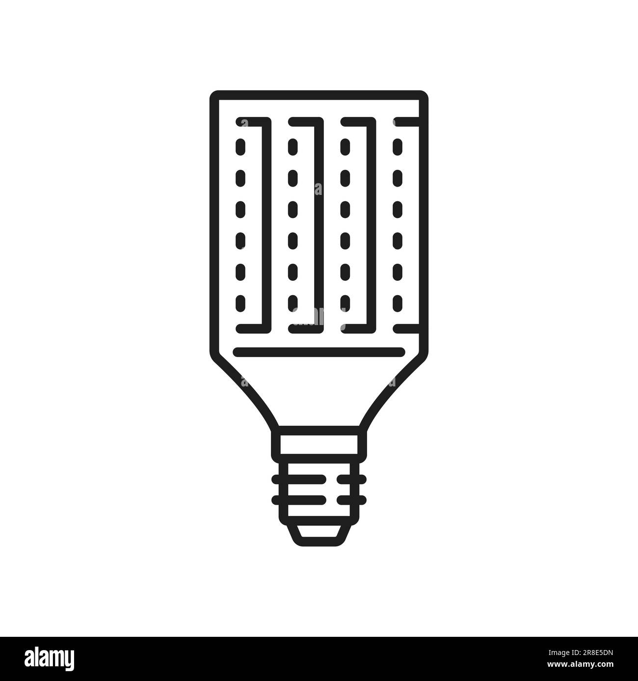 Light bulb and corn LED lamp line icon. Electricity saving illumination ...