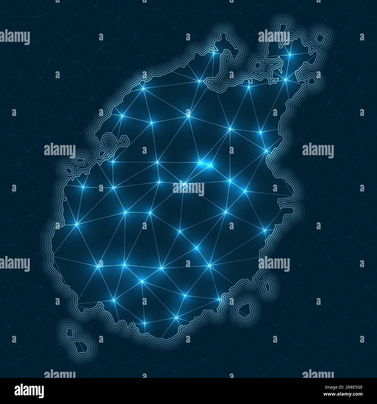 Paros network map. Abstract geometric map of the island. Digital ...