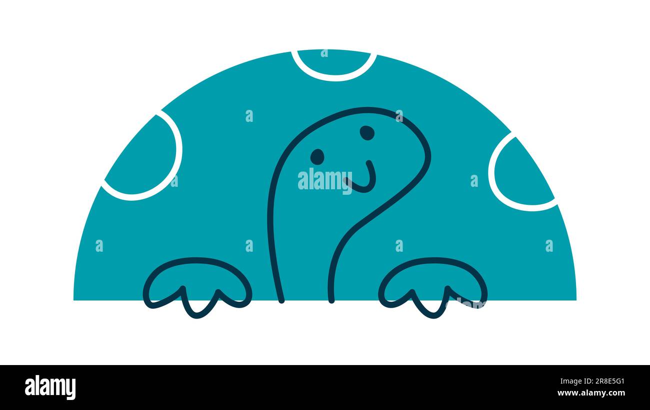 Turtle cartoon animal half circle math shape, cartoon smiling character ...