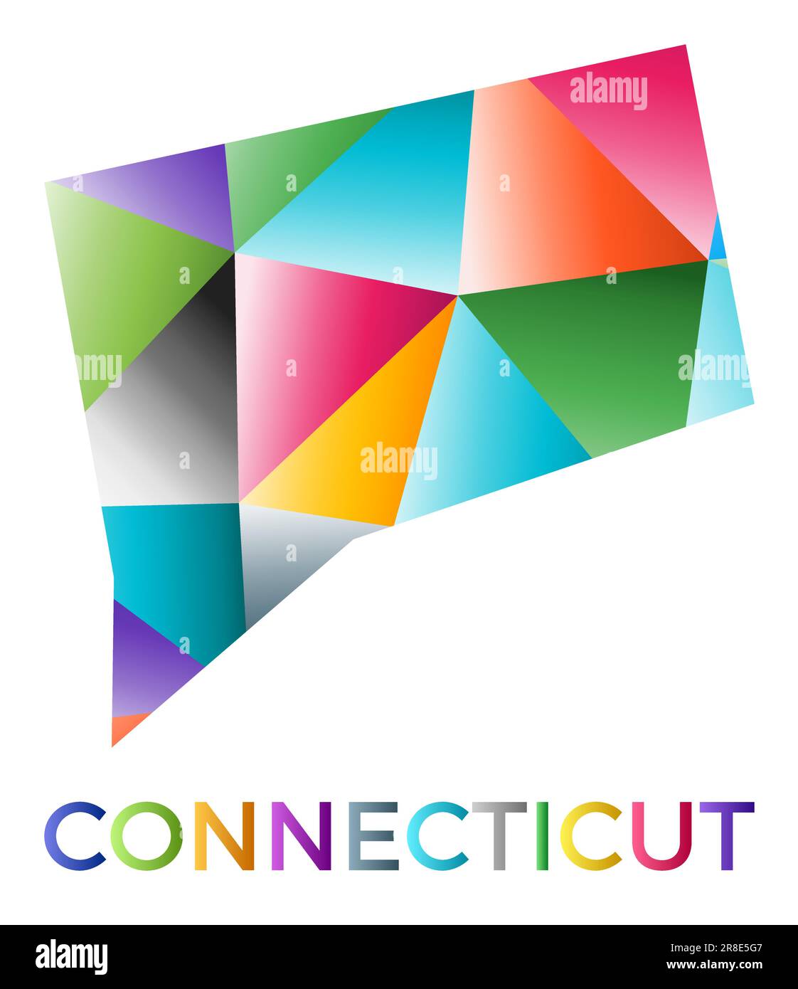 Bright colored Connecticut shape. Multicolor geometric style us state ...