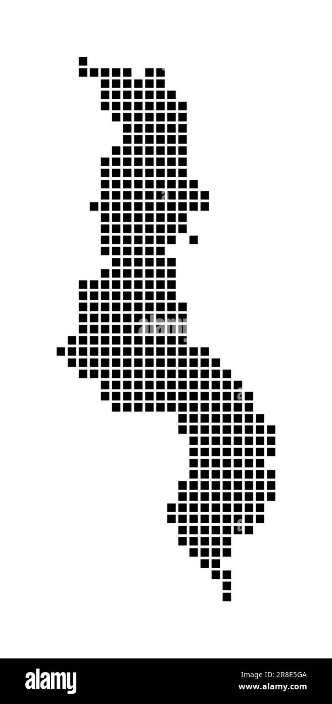 Malawi map. Map of Malawi in dotted style. Borders of the country filled with rectangles for ...