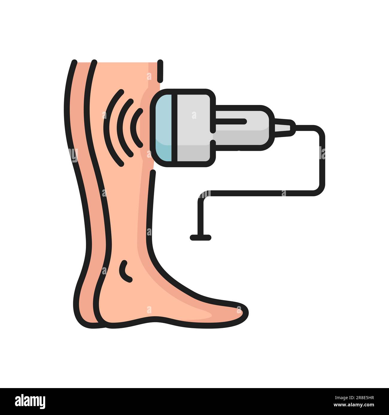Ultrasound treatment of varicose veins isolated outline icon. Vector ...