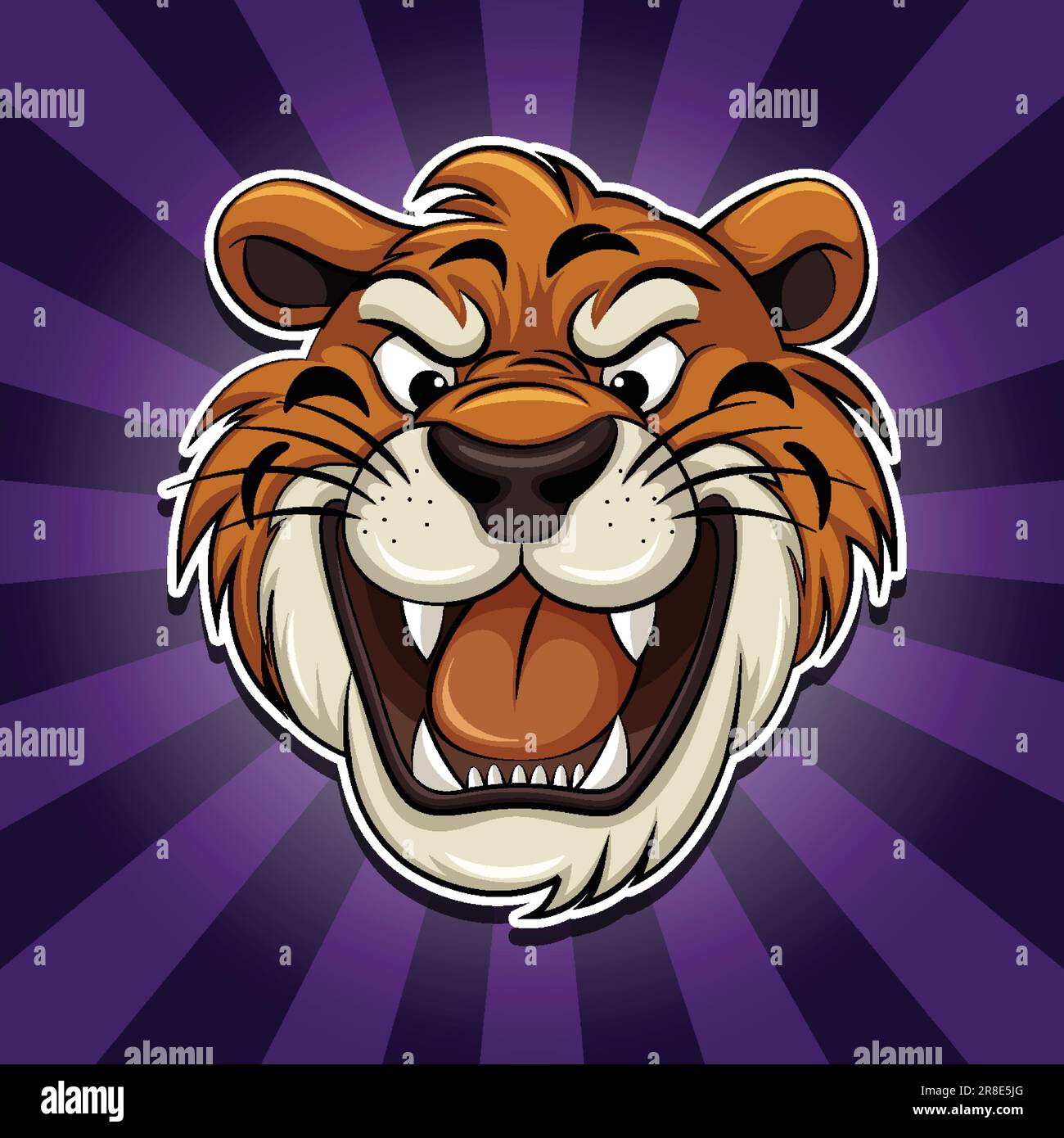 Tiger face on retro comic background illustration Stock Vector Image ...