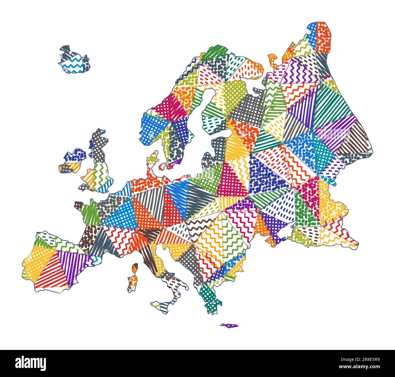 Kid style map of Europe. Hand drawn polygons in the shape of Europe ...