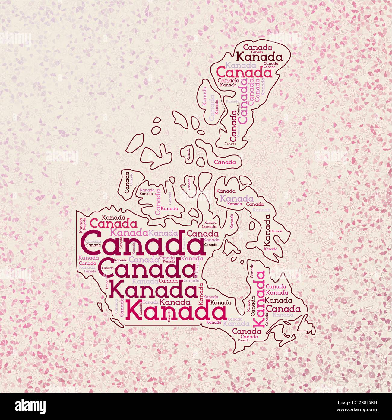 Canada shape with country names word cloud in multiple languages ...