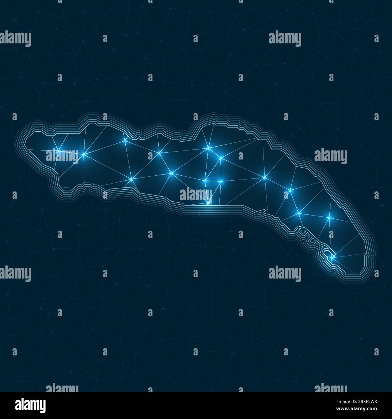 Anegada network map. Abstract geometric map of the island. Digital ...
